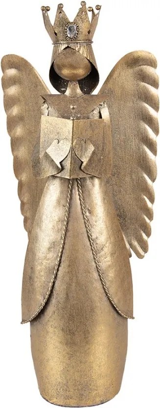 Zlatá antik kovová dekorace anděl Christmas Angel - 17*10*39 cm