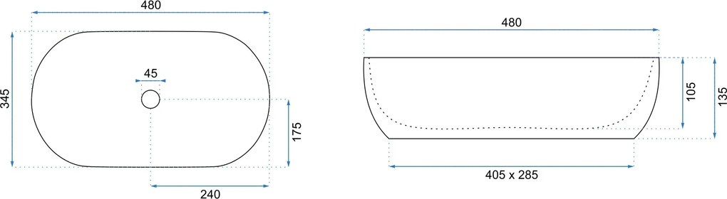 Rea Amelia, umyvadlo na desku 480x345x135 mm, imitace kamene, REA-U8489