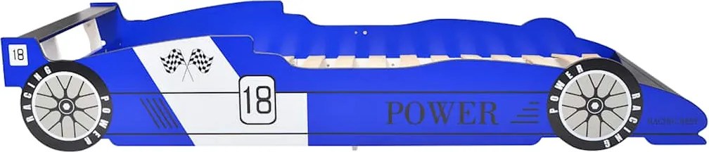 Dětská postel ve tvaru závodního auta 90x200 cm modrá 244465
