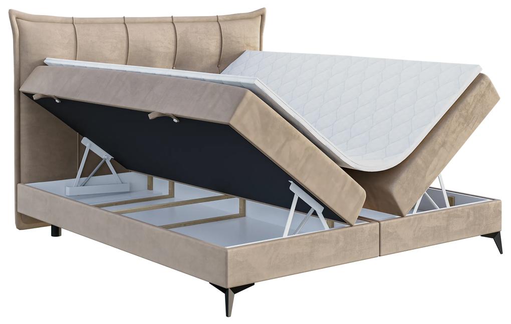Kontinentální postel 160 cm Foxtrot (světlobéžová) (s matrací a úl. prostorem). 1043367