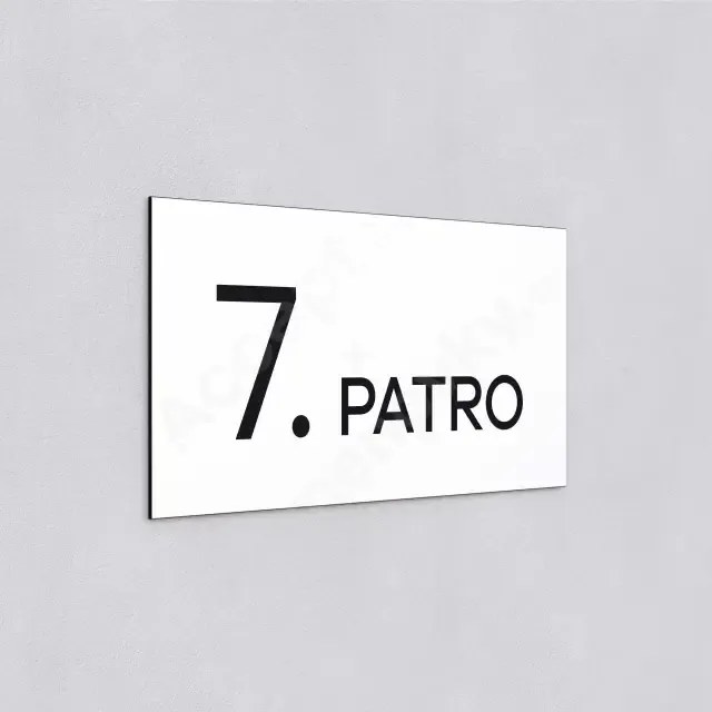 ACCEPT Označení podlaží "7. PATRO" - stříbrná tabulka - černý popis