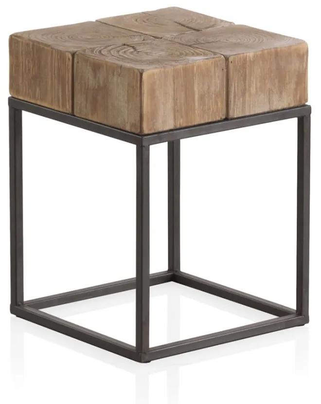 Dřevěná stolička na sezení s kovovými nohami Geese Robust, 33 x 33 cm |  BIANO