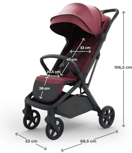 KINDERKRAFT SELECT - Sportovní kočárek NUBI 3 Dark Ruby