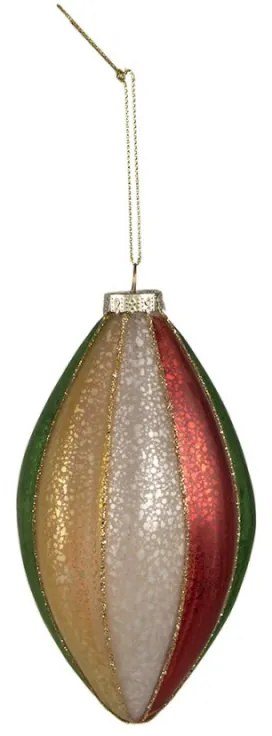 Barevná skleněná vánoční ozdoba baňka široké pruhy Traverse – 8x15 cm