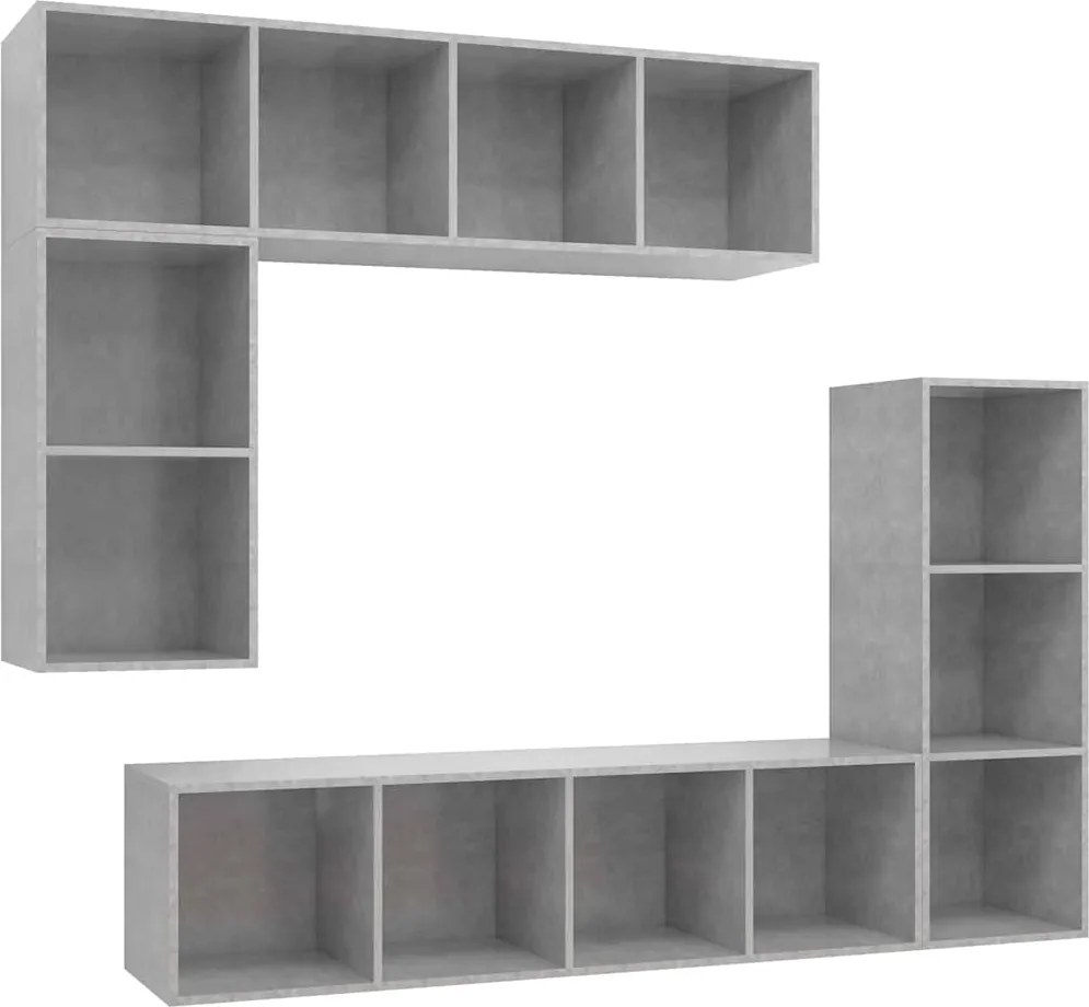 4dílný set TV skříněk betonově šedý kompozitní dřevo 3079821