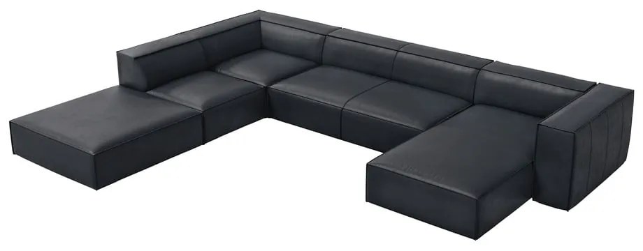 Tmavě modrá kožená rohová pohovka (levý roh) Madame – Windsor &amp; Co Sofas