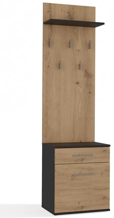 FALCO Předsíňová stěna Topaz Odstín: Antracit/dub artisan