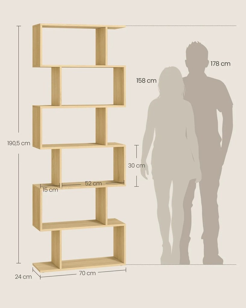 Knihovna Vasagle Medo 70 cm světle hnědá