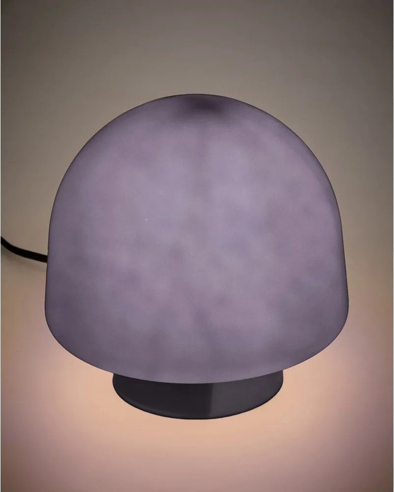 Tmavě modrá stolní lampa se skleněným stínidlem (výška 20 cm) Reig – Kave Home