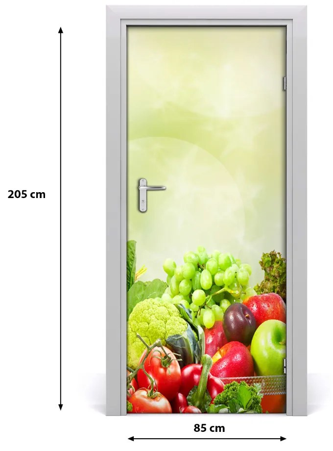 Samolepící fototapeta na dveře zelenina a ovoce 85x205 cm