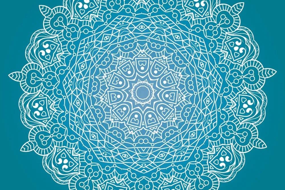 Samolepící tapeta meditační Mandala na modrém pozadí - 150x100 cm