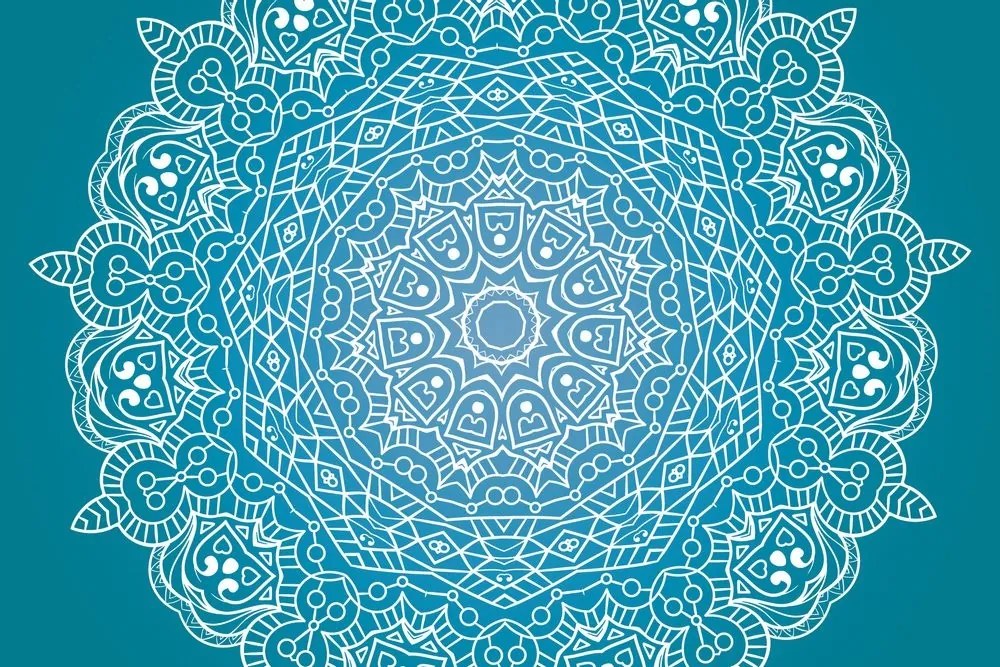 Samolepící tapeta meditační Mandala na modrém pozadí - 450x300 cm