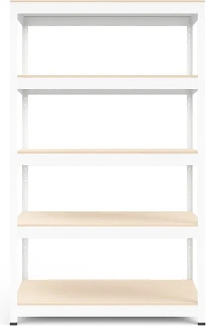 Regál 180x80x40 cm lakovaný 5-policový, nosnost 875 kg - bílý
