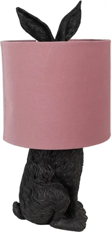 Černá stolní lampa králík s růžovým stínidlem Konijn – 20x43 cm