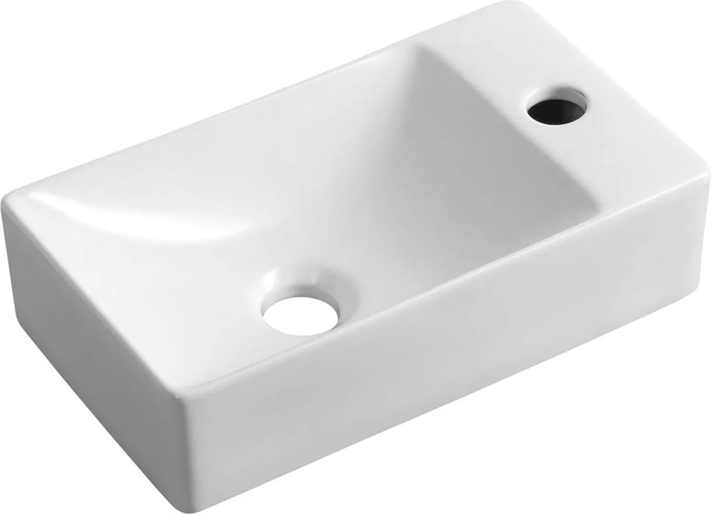 Sapho Small - Umývátko Margitha 38x22 cm, bez přepadu, otvor pro baterii, bílá MGT3822