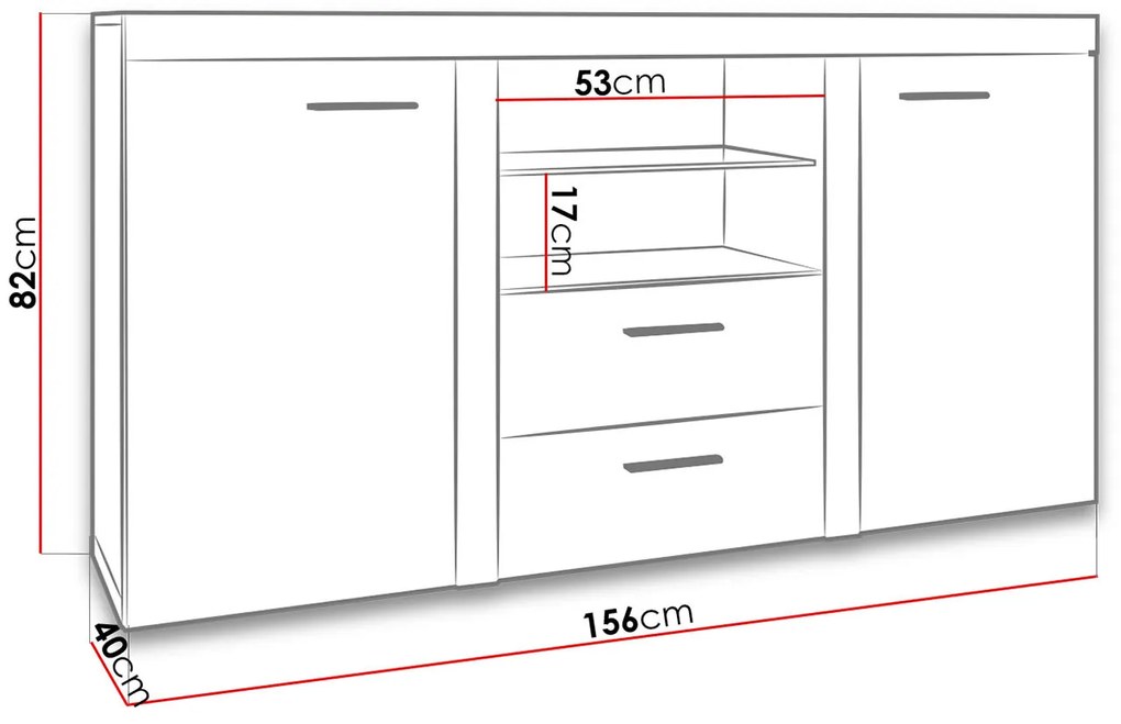 Moderní kombinovaná komoda THISE - dub sonoma