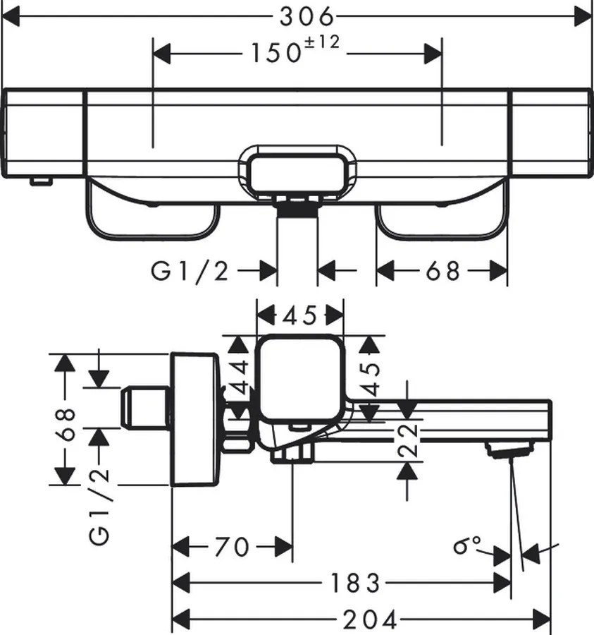 Hansgrohe Ecostat E, termostatická vanová baterie, chromová, 15774000