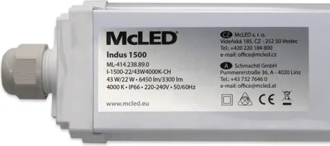 Zářivka LED McLED INDUS 1,5M 22/43W 4000K neutrální bílá IP66 ML-414.238.89.0