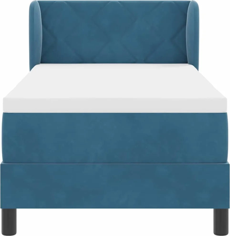 Postel s boxspringem s čelo Tmavě moddrá 80 x 200 cm samet 3340416