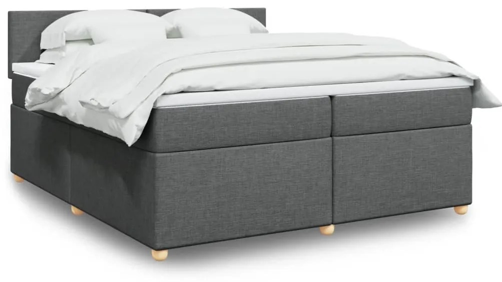 Box spring postel s matrací tmavě šedá 200x200 cm textil