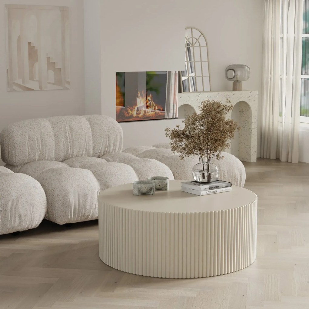 Konferenční stolek Ermanno 90 cm šedý/béžový