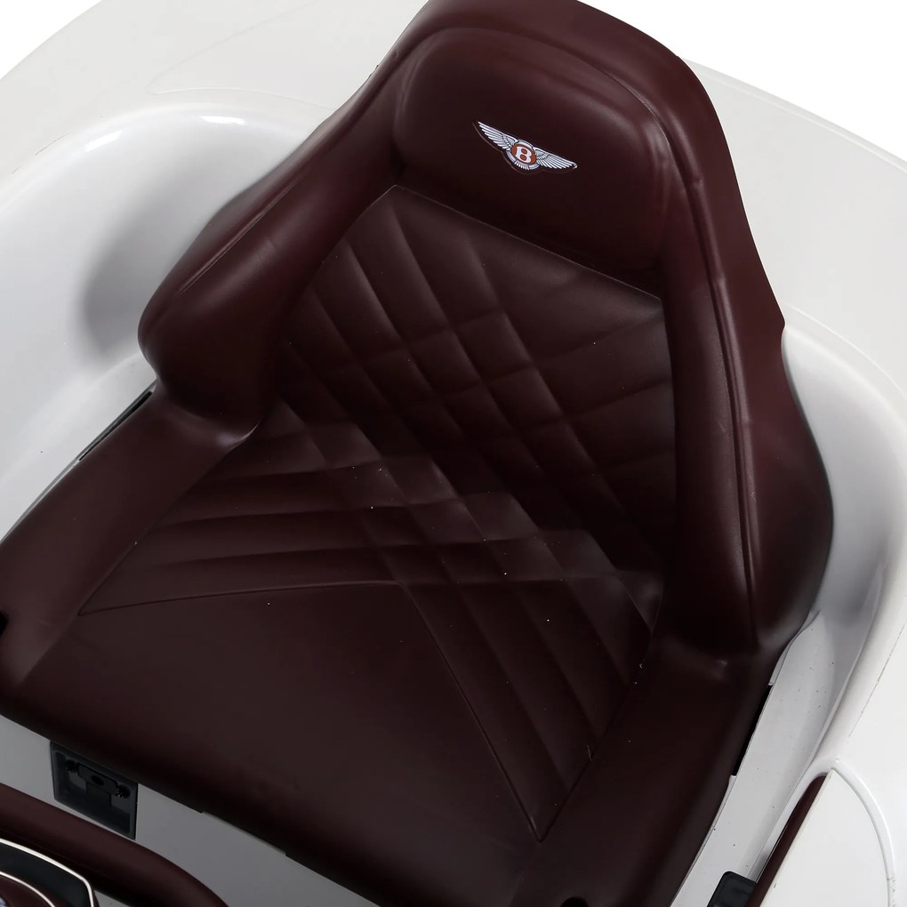 HOMCOM Dětské elektrické autíčko Bentley GT v licenci s dálkovým ovládáním, 2 x 390 motorů, bílé, 108 x 60 x 43 cm, pro děti