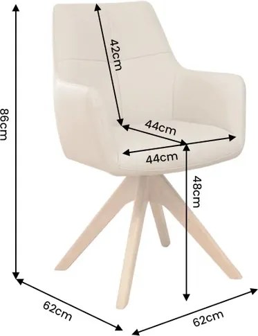 Designová otočná židle Devassy béžová kůže / dub