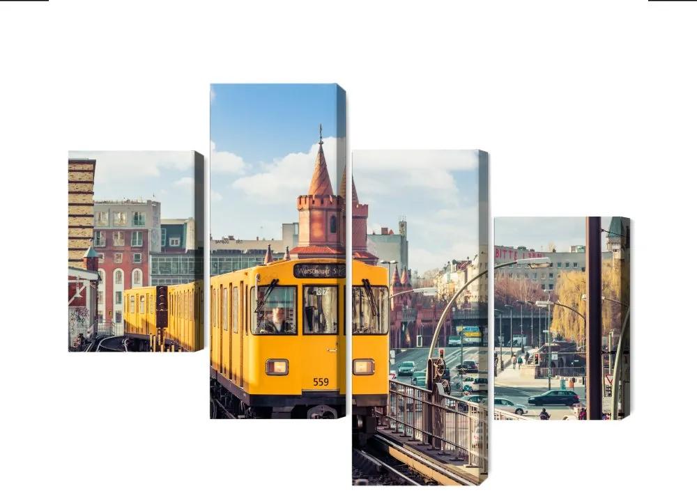 Vícedílný obraz Žlutý Vlak V Berlíně Na Železničních Tratích Nedostatek Nedostatek Plátno Canvas 160x100
