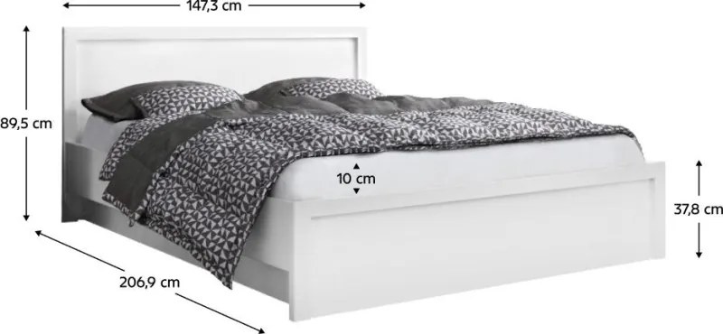 Postel s úložným prostorem, 140x200, bílá, JESI NEW Kondela 0000408045