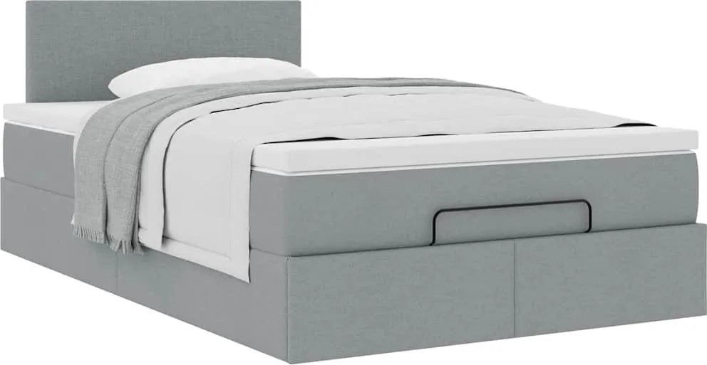 Osmanský postel s matrací světle šedá 120x190 cm textil 3311359
