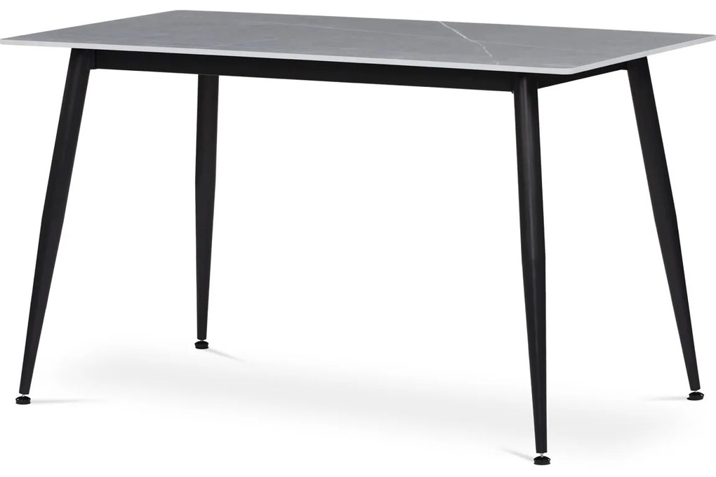 AUTRONIC Stůl jídelní 130x70x76 cm, deska slinutý kámen v imitaci matného mramoru, černé kovové nohy HT-403M GREY