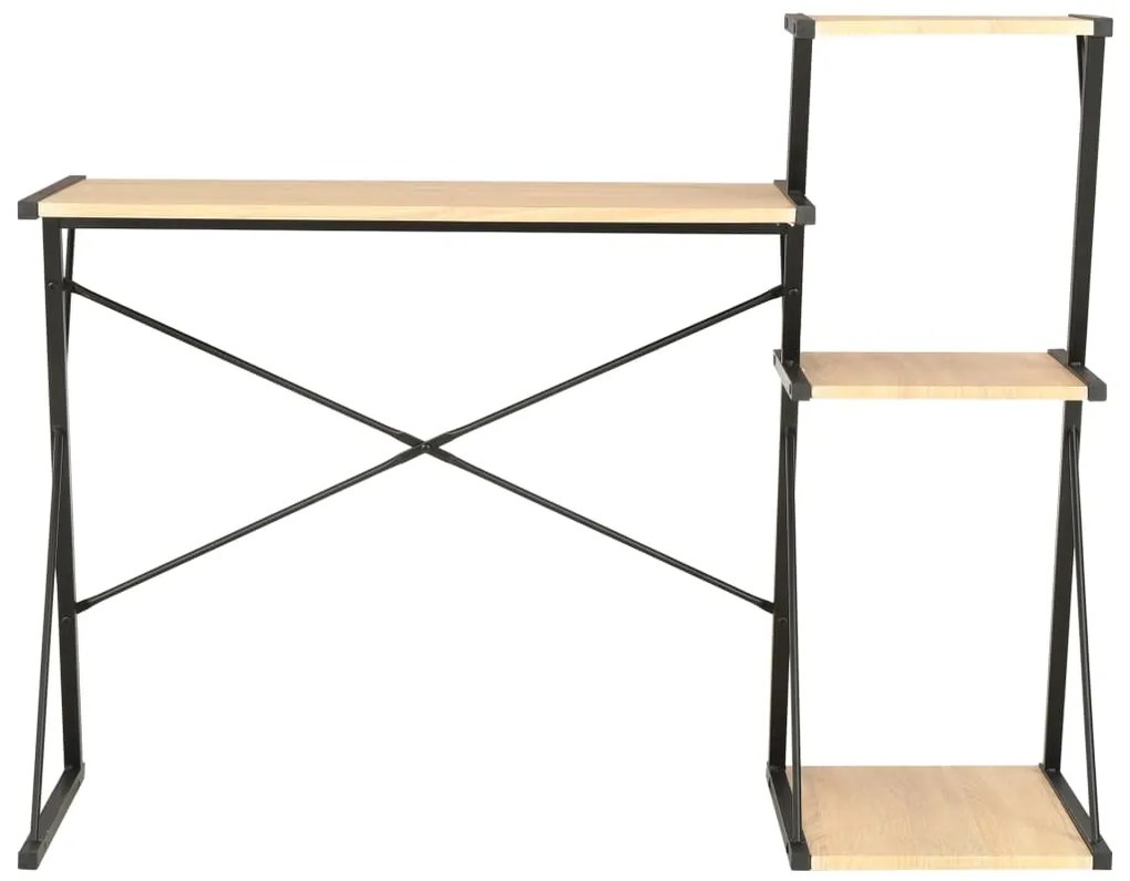 20289 vidaXL Psací stůl s poličkami černý a dubový odstín 116 x 50 x 93 cm