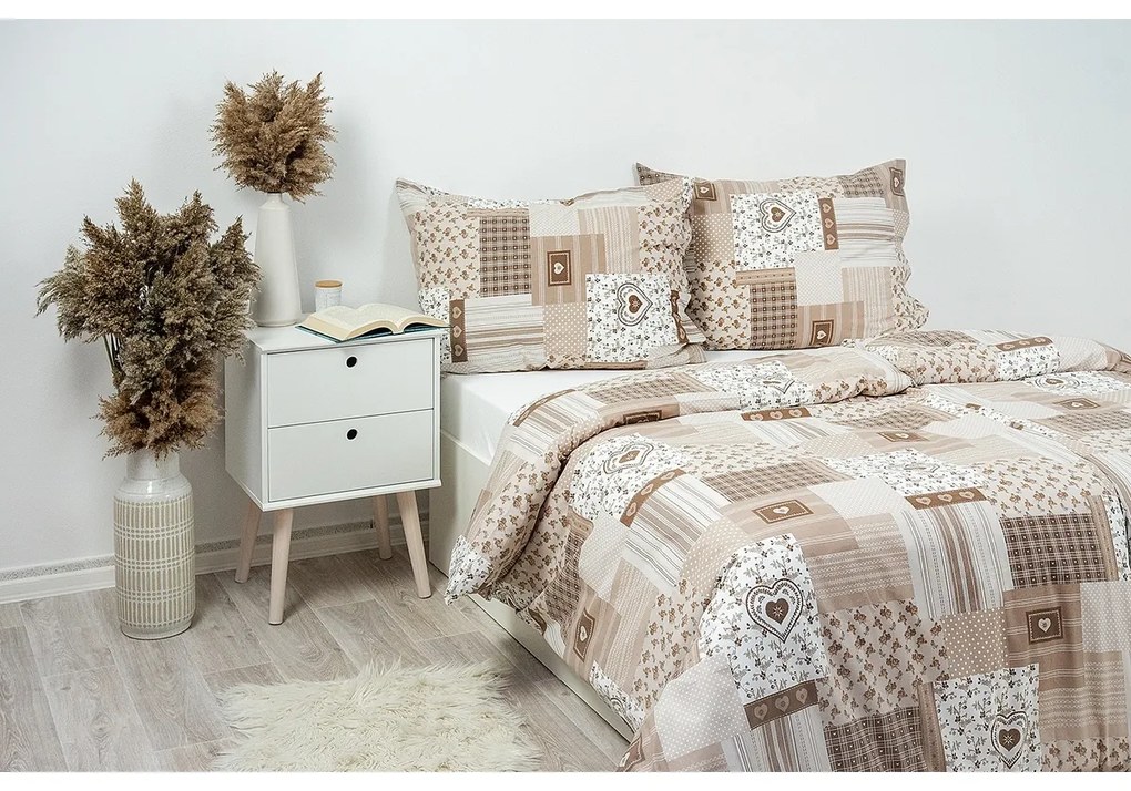 Stanex Bavlněné povlečení Pečvork béžová, 140 x 220 cm, 70 x 90 cm