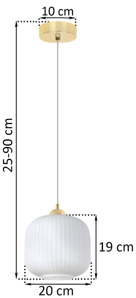 Závěsné svítidlo Riffle 2, 1x bílé skleněné stínítko, g
