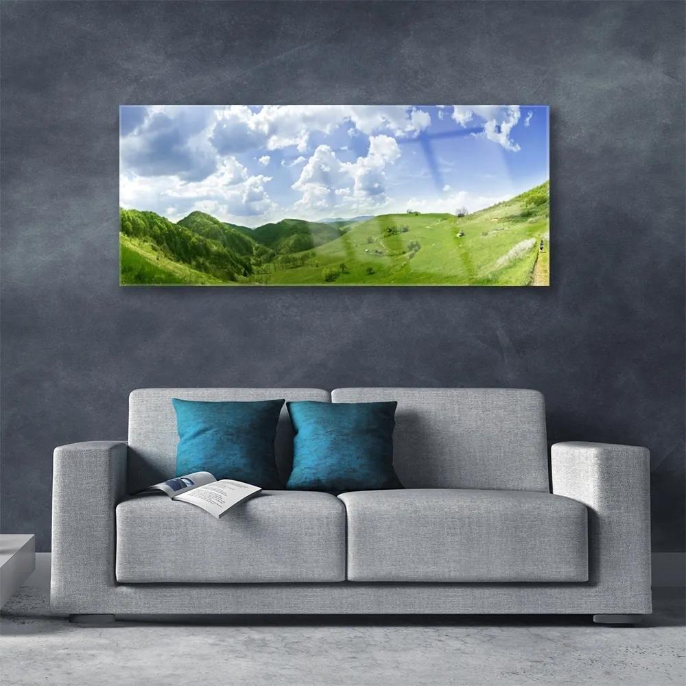 akrylový obraz Hora Louka Příroda 125x50 cm