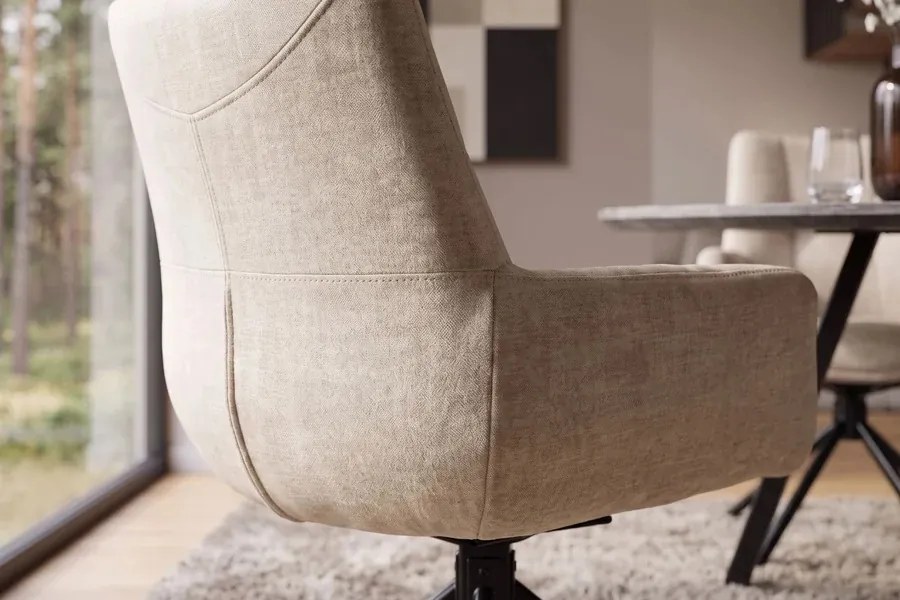 Designová otočná židle Vondila béžový samet