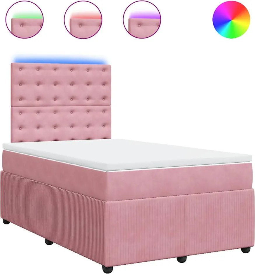 Box spring postel s matrací růžová 120 x 200 cm samet 3294627