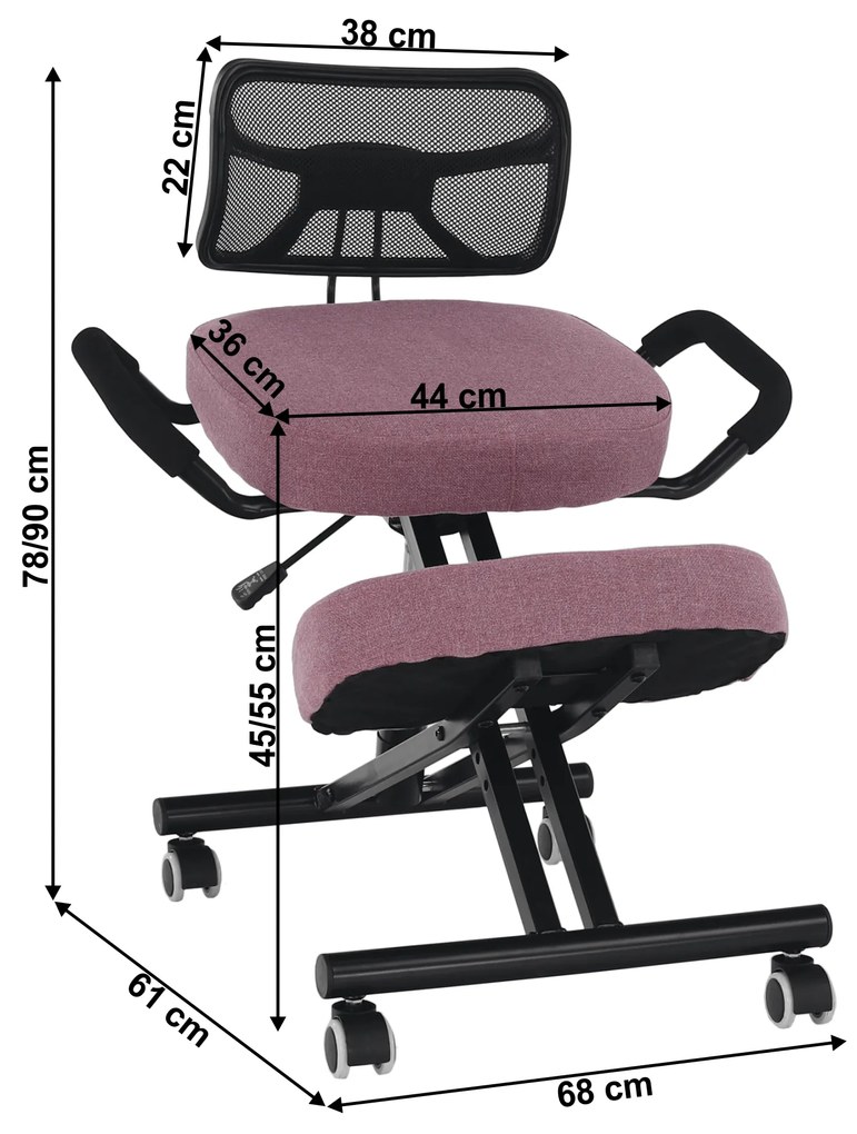 Kondela Ergonomická klekačka, růžová/černá, RUFUS
