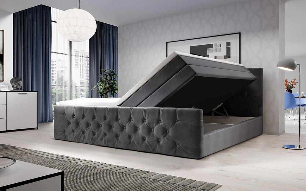 K&M postele Boxspring postel VELUTTO s úložným prostorem Velikost postele: 120 × 200 cm, Výběr matrace: Taštičková zónová matrace - měkká (70–110 kg)