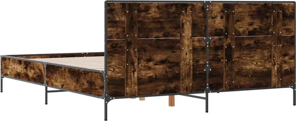 Rám postele kouřový dub 140 x 190 cm kompozitní dřevo a kov 3280034