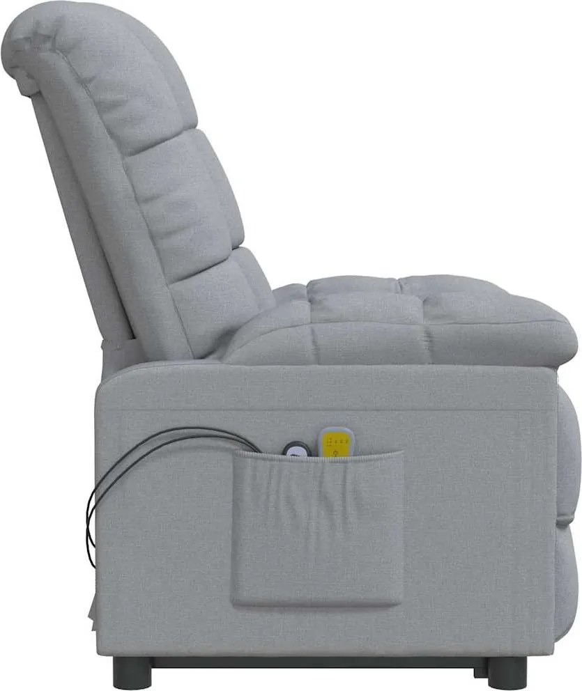 Elektrické masážní křeslo světle šedé textil 3073758