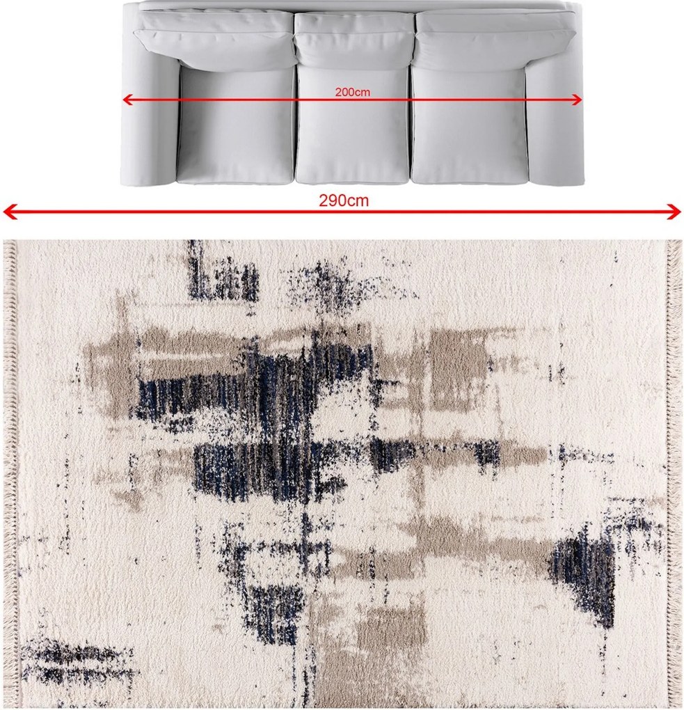 Koberec Boho krémová/námořnická modrá 200x290cm