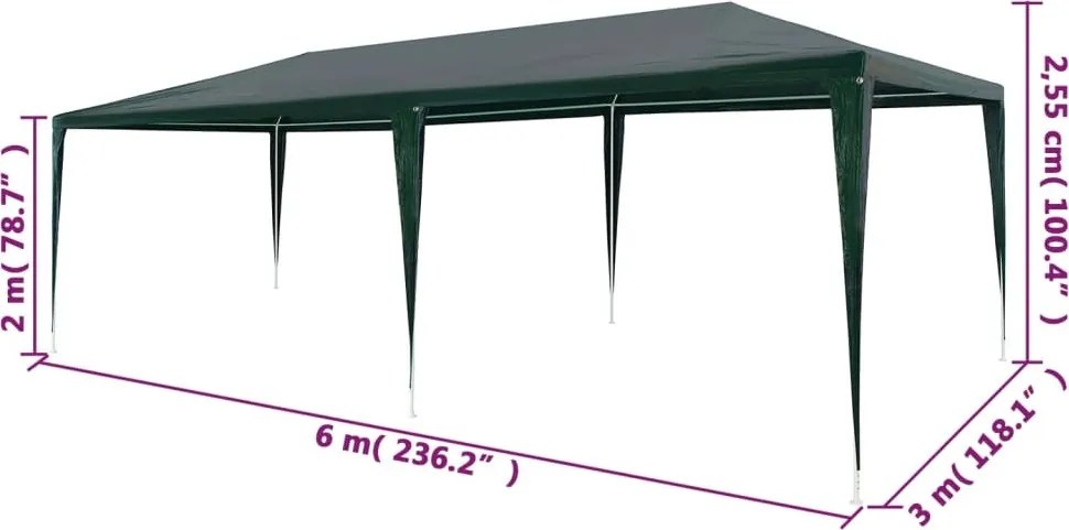 vidaXL Party stan 3 x 6 m PE [45079] Barva: Zelená