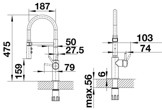 Blanco Cantris-S Flexo Dřezová baterie se sprškou steel/černá 525792