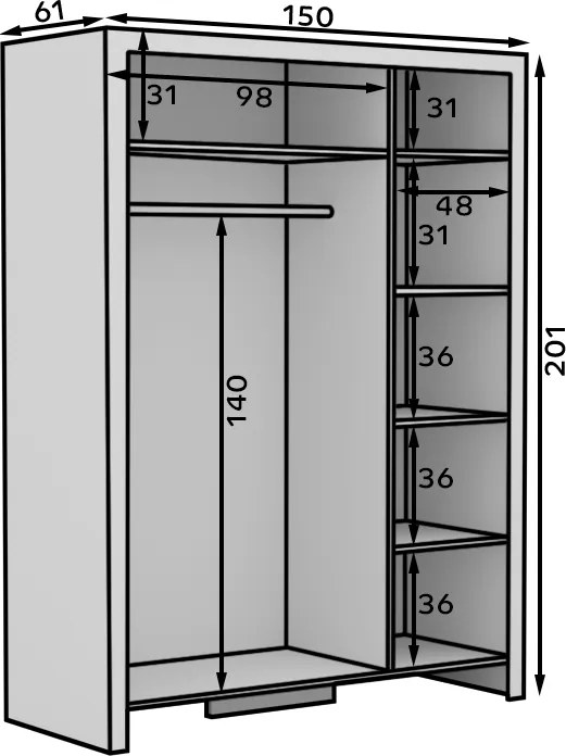 ADRK Furniture Třídveřová skříň CESIRO