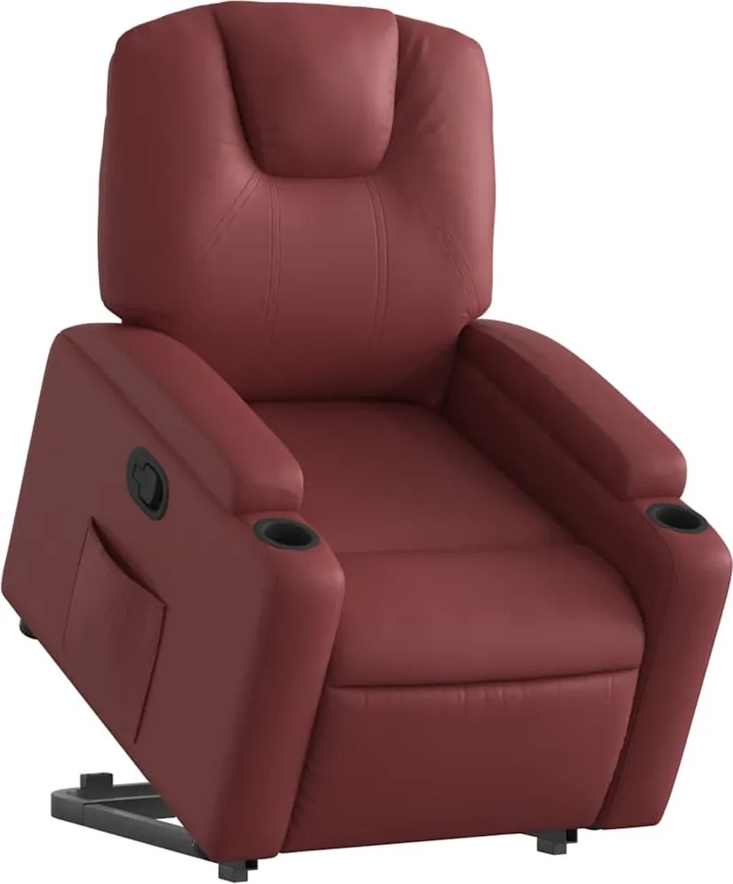 Zvedací polohovací křeslo vínové umělá kůže 3204434