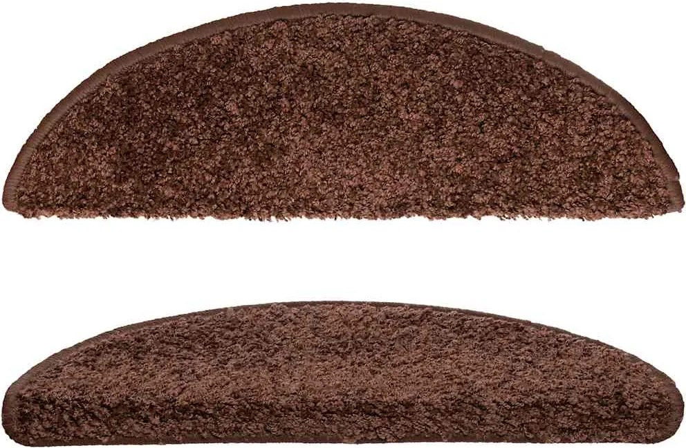 Schodové rohože 15 ks 56 x 17 x 3 cm hnědé půlkulaté 133895