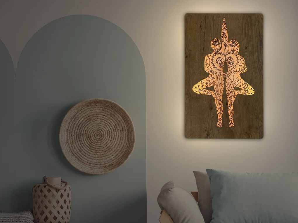 Li-Go "Souznění" světelný obraz s baterií 33x55 cm provedení povrchu: černá s patinou