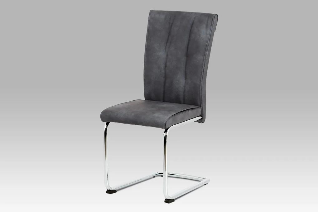 Artium Jídelní židle koženka šedá / chrom - DCH-192 GREY