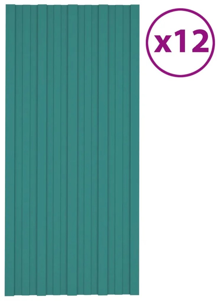 Střešní panely 12 ks pozinkovaná ocel zelené 100 x 45 cm